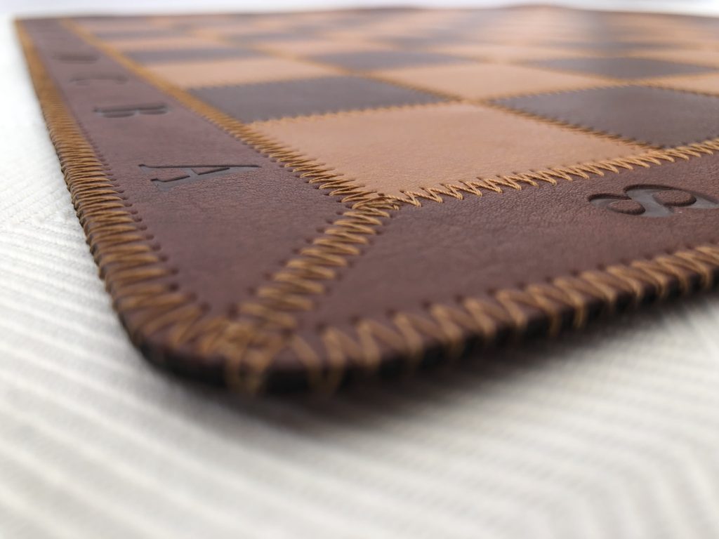 Tan Thick Leather Chess/Checkers/Backgammon Mat 2.25" Squares ...