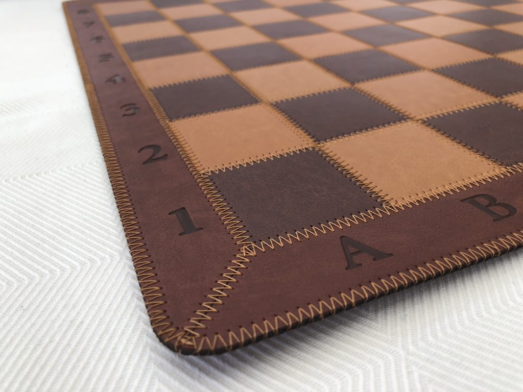 Tan Thick Leather Chess Mat 2.25" Squares - ChessBaron Chess Sets USA ...