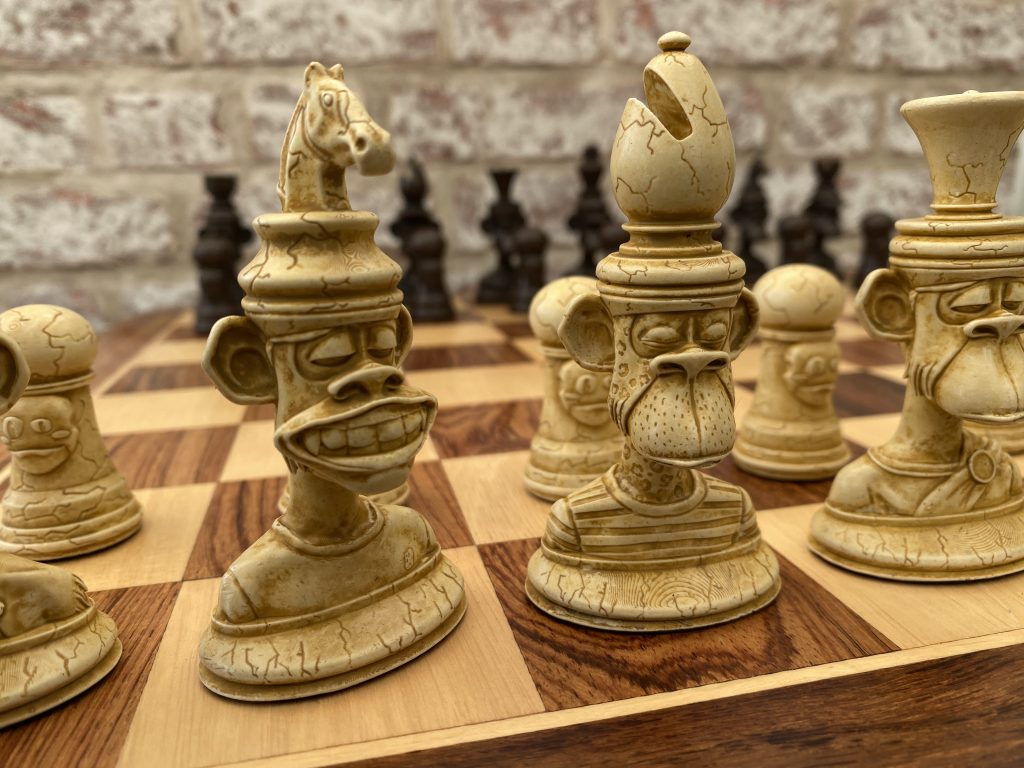 The Bored Ape Yacht Club Chess Set in White and Brown - ChessBaron ...