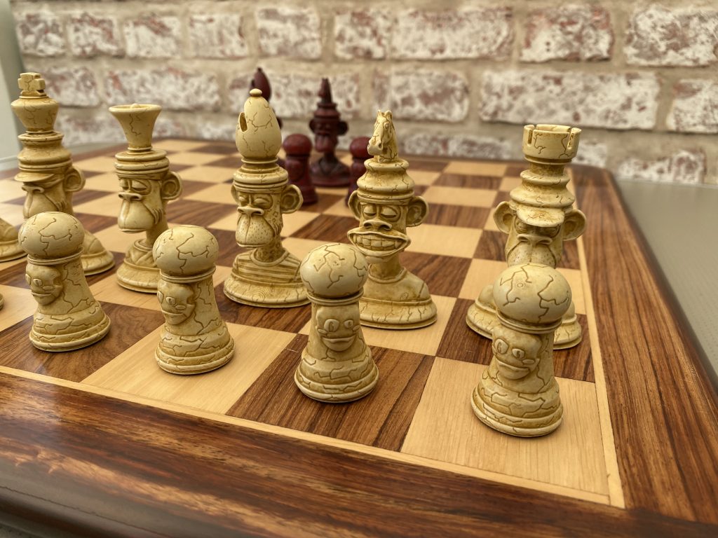 The Bored Ape Yacht Club Chess Set in White and Red - ChessBaron Chess ...