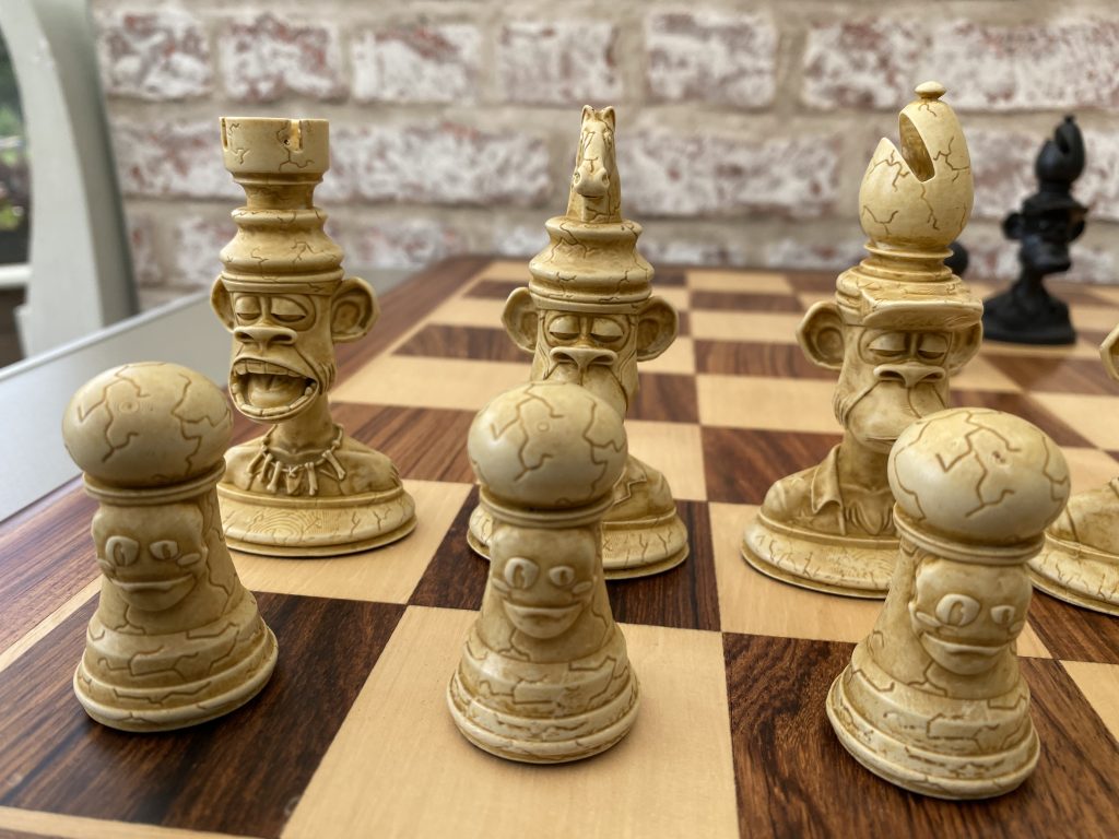 The Bored Ape Yacht Club Chess Set in Black and Red - ChessBaron Chess ...