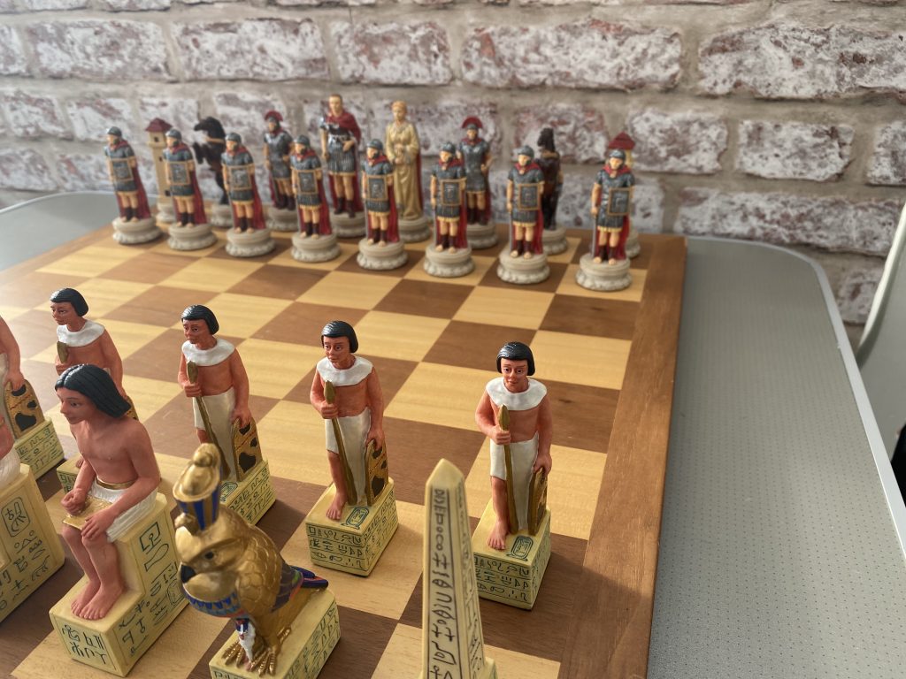 Italfama Large Egyptian v Roman Stone Chess Set - ChessBaron Chess Sets ...