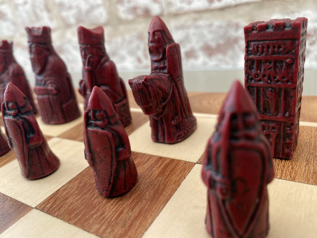 Berkeley Chess - Small Isle of Lewis Chess Set - Red - ChessBaron Chess ...