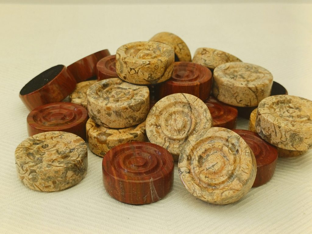 Red Marble and Coral Checkers Pieces - ChessBaron Chess Sets USA - Call ...