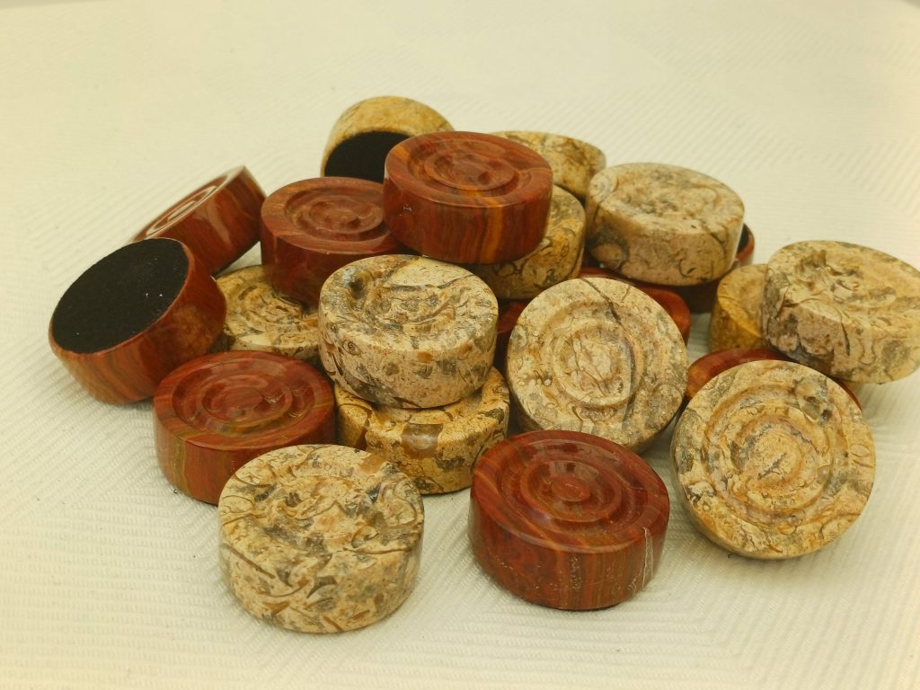 Red Marble and Coral Checkers Pieces - ChessBaron Chess Sets USA - Call ...