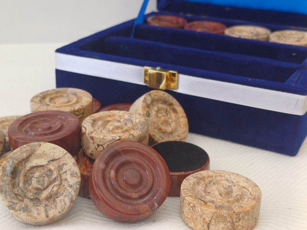 Red Marble and Coral Checkers Pieces - ChessBaron Chess Sets USA - Call ...