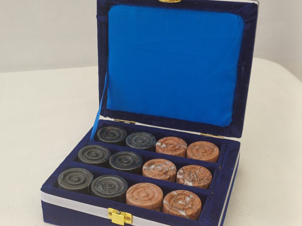 Italian Marina and Black Marble Checkers Pieces - ChessBaron Chess Sets ...
