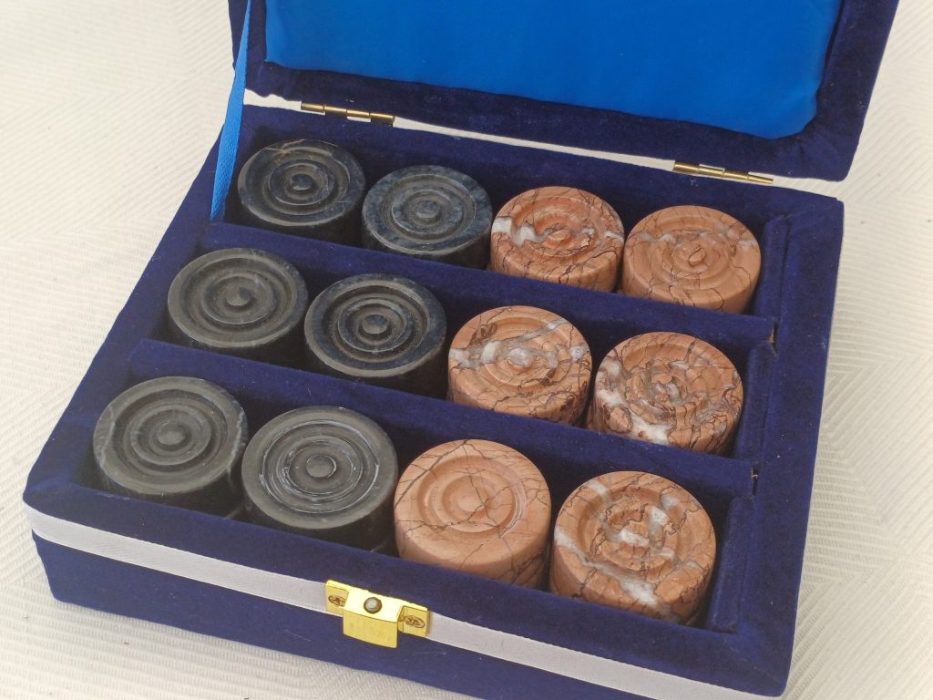 Italian Marina and Black Marble Checkers Pieces - ChessBaron Chess Sets ...