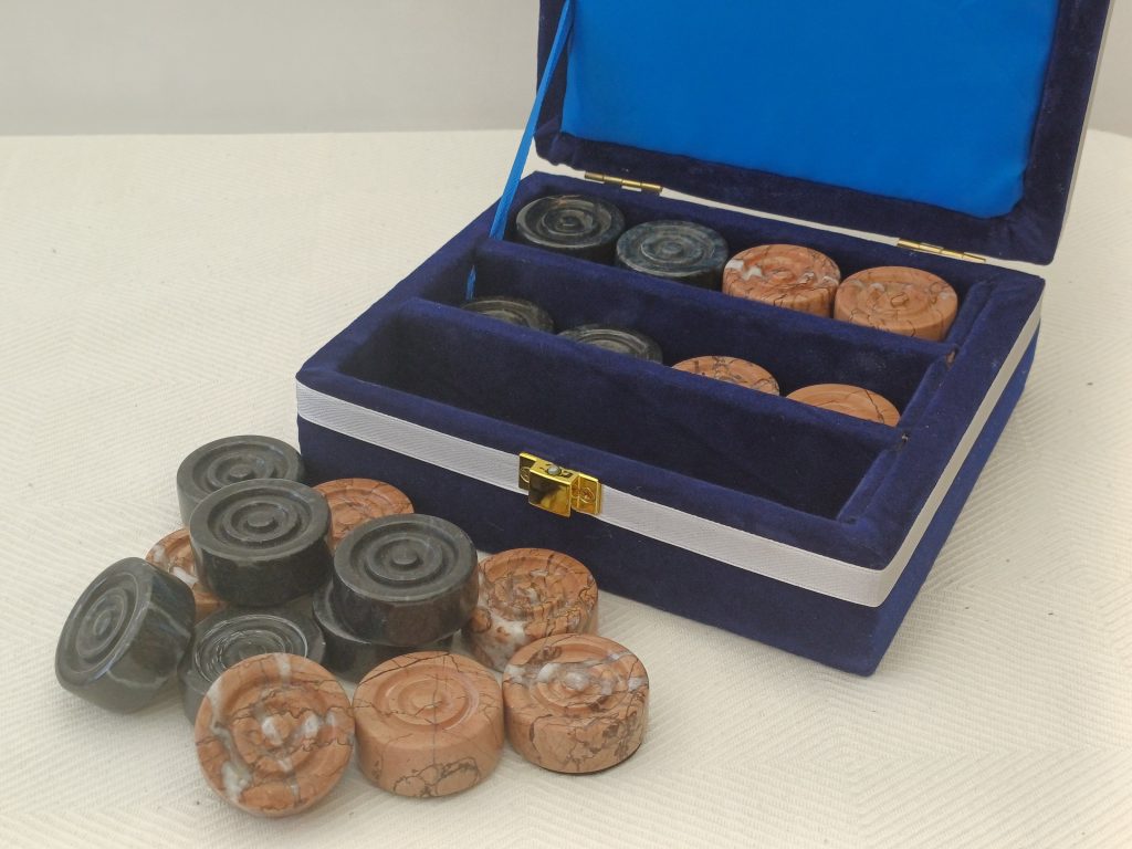 Italian Marina and Black Marble Checkers Pieces - ChessBaron Chess Sets ...