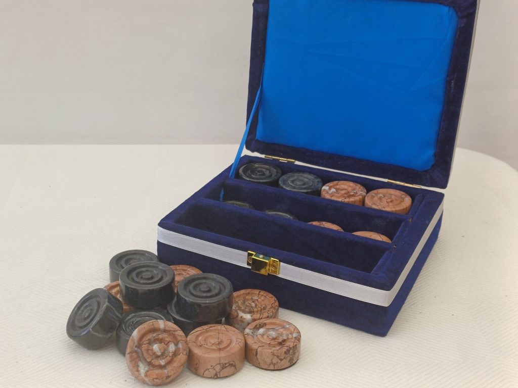 Italian Marina and Black Marble Checkers Pieces - ChessBaron Chess Sets ...
